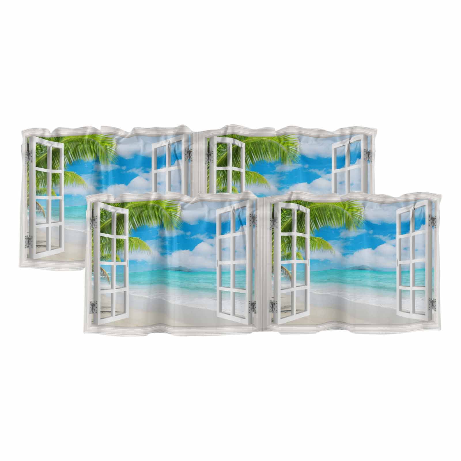 2 Pack Valances for Windows, Summer Beach Window Valances for Living ...