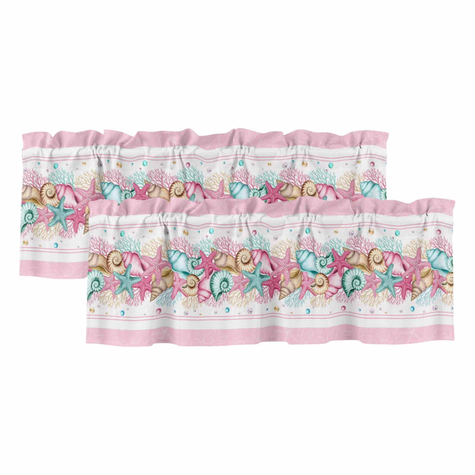 2 Pack Valances for Windows, Summer Starfish Pink Window Valances for ...