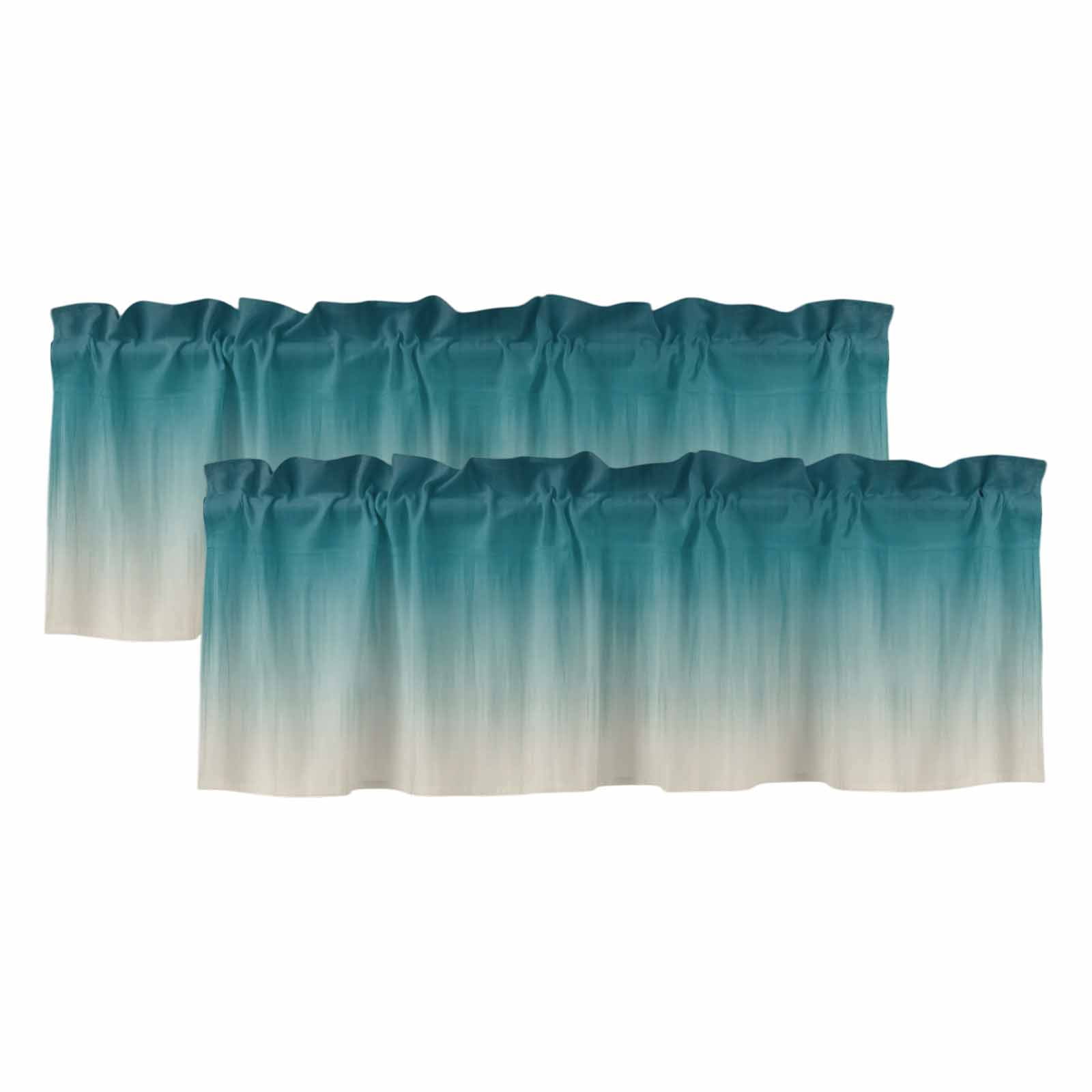 2 Pack Valances for Windows, Teal Blue Ombre Window Valances for Living ...