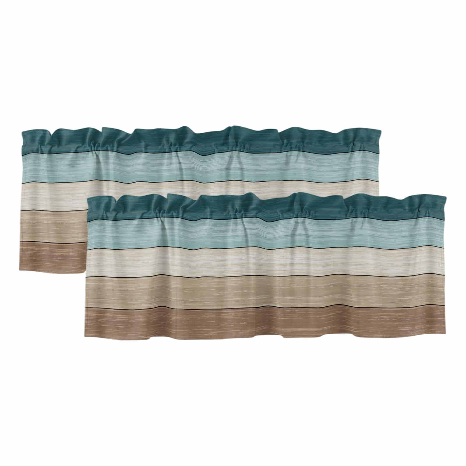 2 Pack Valances for Windows, Teal Brown Window Valances for Living Room ...