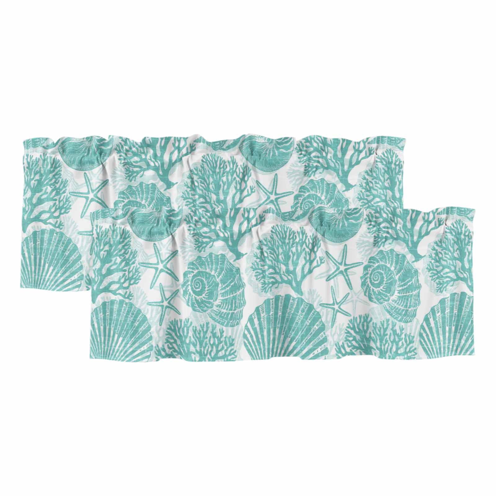 2 Pack Valances for Windows, Teal Coastal Window Valances for Living ...