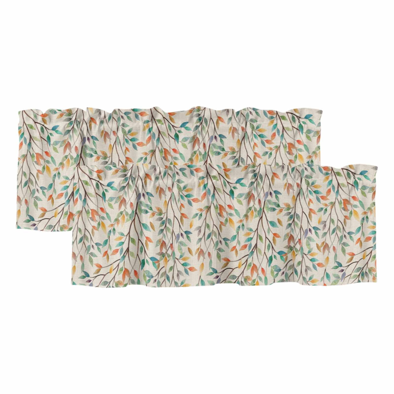 2 Pack Valances for Windows, Teal Orange Eucalyptus Window Valances for ...