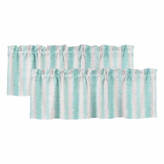 2 Pack Valances for Windows, Teal Striped Window Valances for Living ...