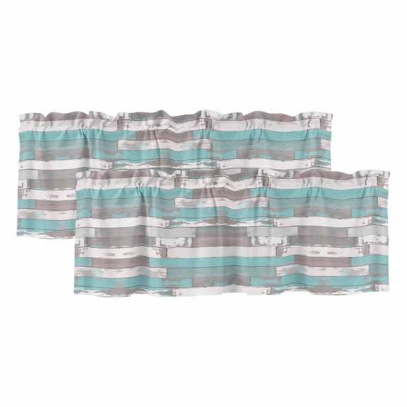 2 Pack Valances for Windows, Turquoise Gray Window Valances for Living ...