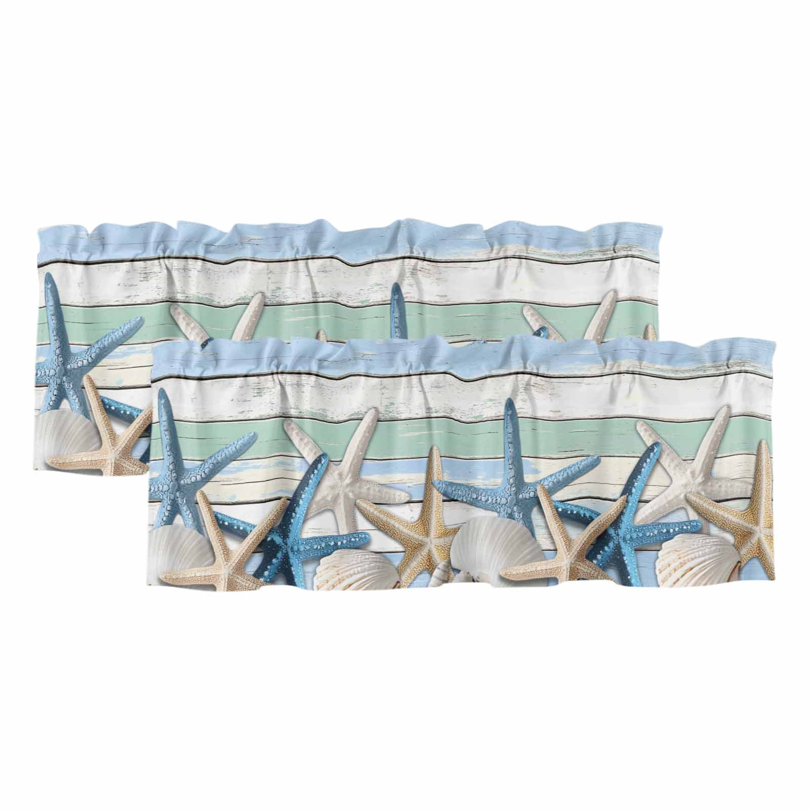 2 Pack Valances for Windows, Vintage Coastal Window Valances for Living ...