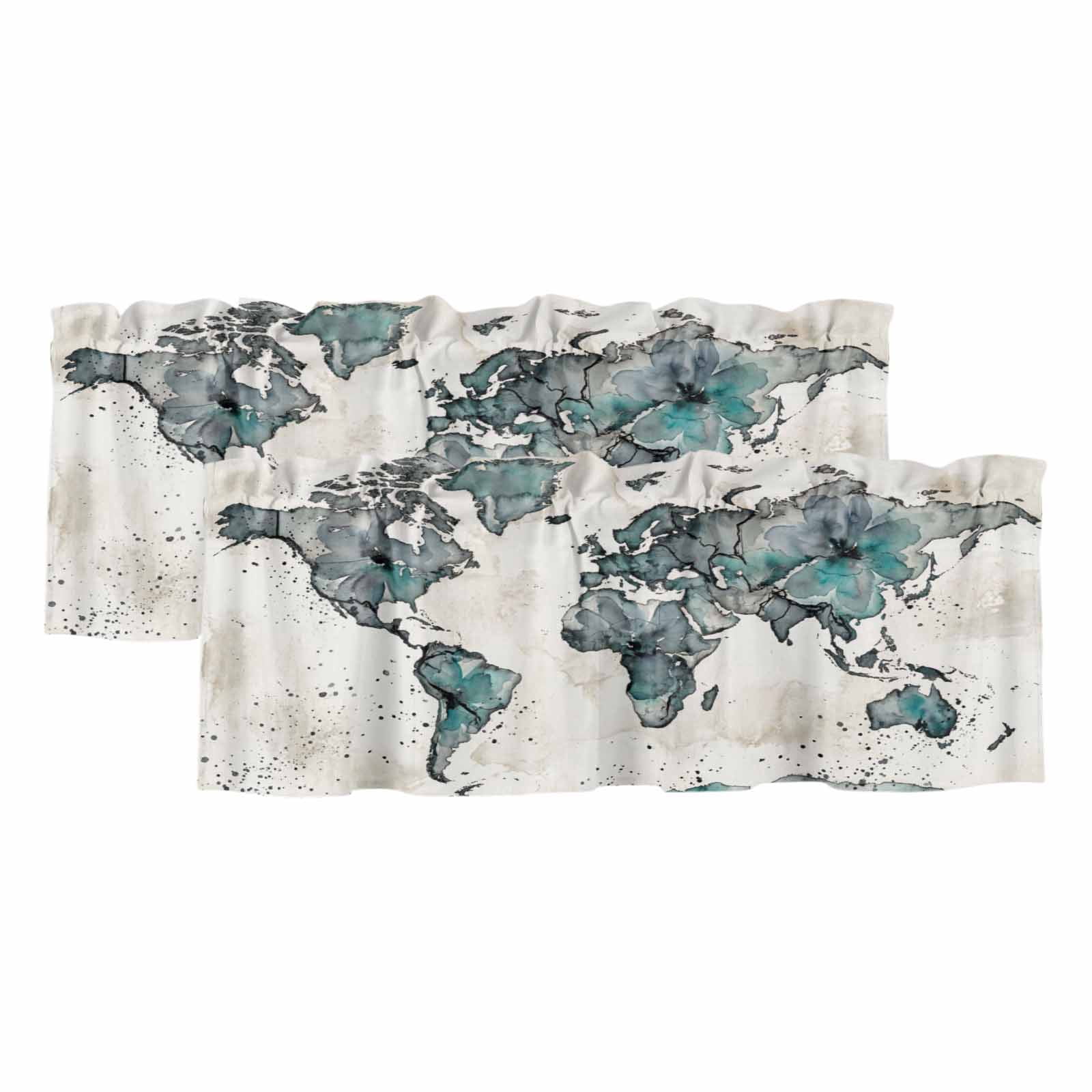 2 Pack Valances for Windows, Vintage Map Window Valances for Living ...