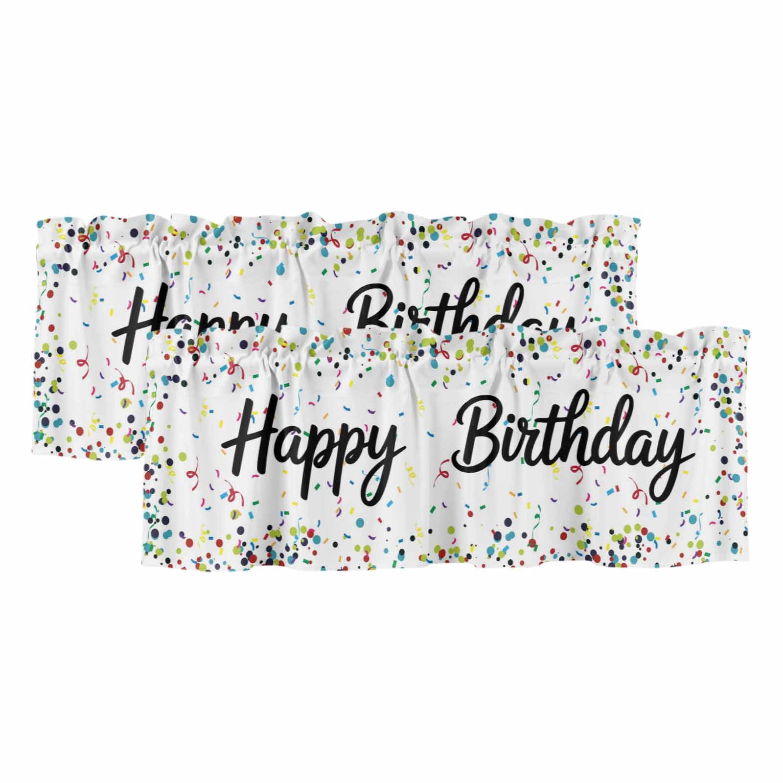 2 Pack Valances for Windows, White Birthday Window Valances for Living ...