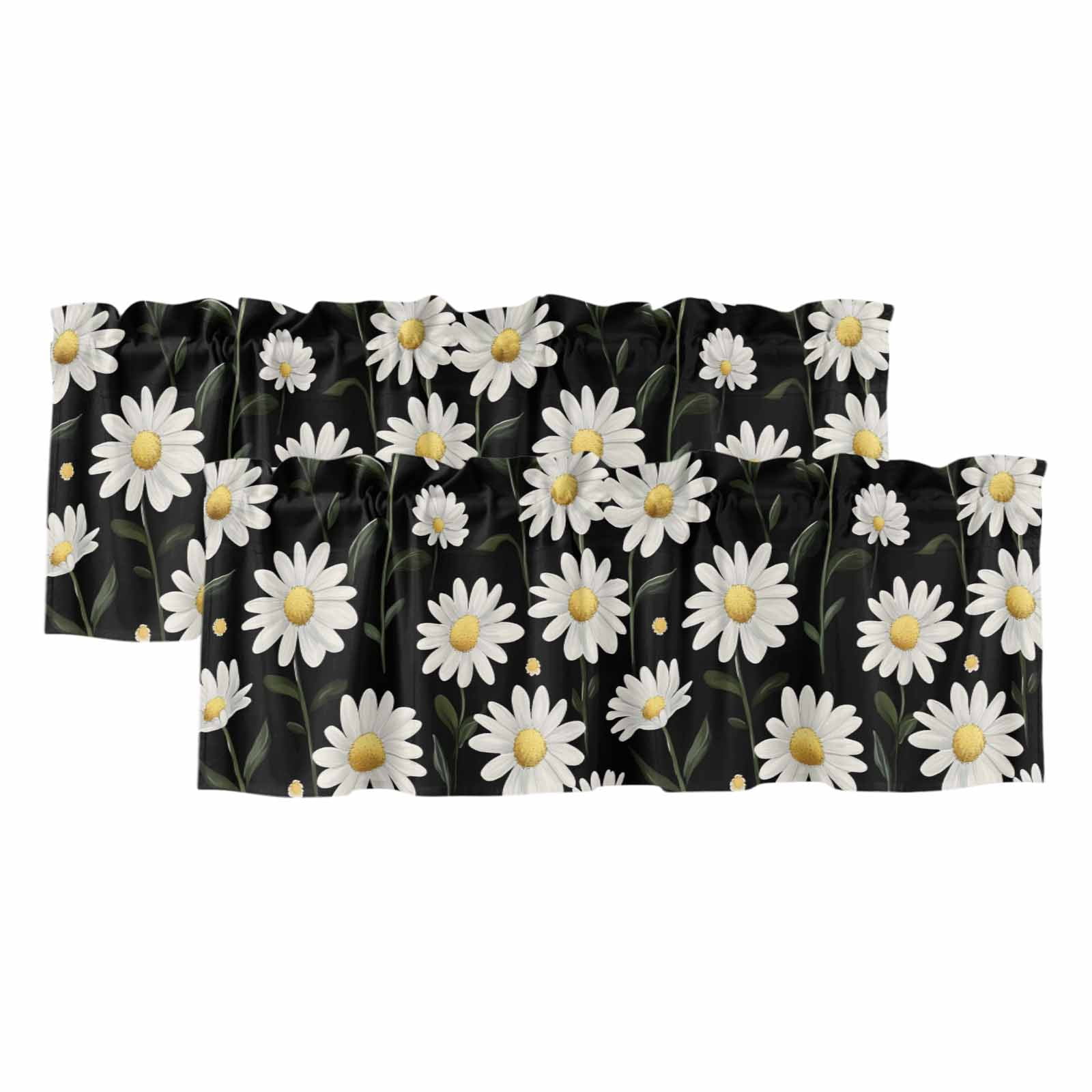 2 Pack Valances for Windows, White Daisy Window Valances for Living ...
