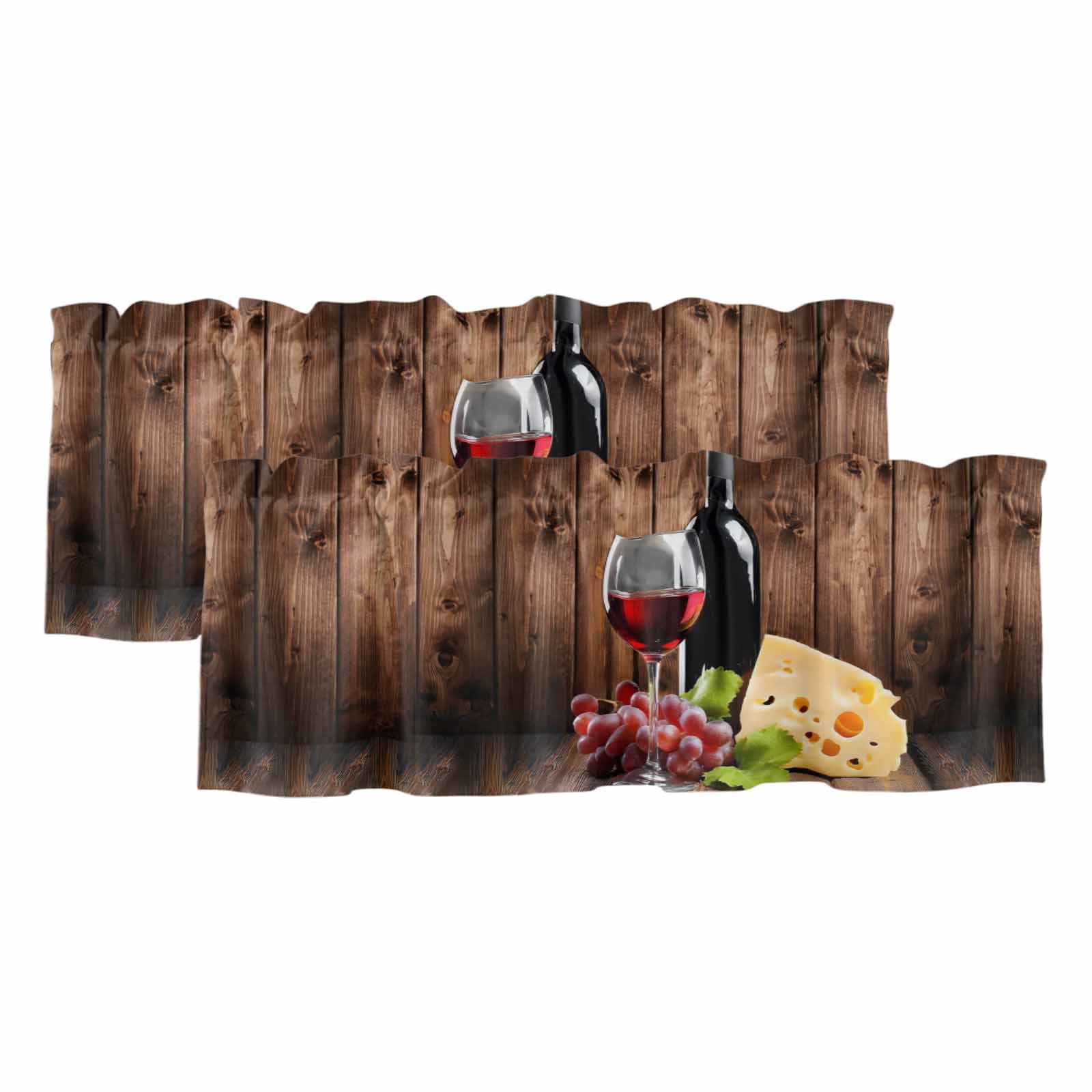 2 Pack Valances for Windows, Wine Cheese Window Valances for Living ...