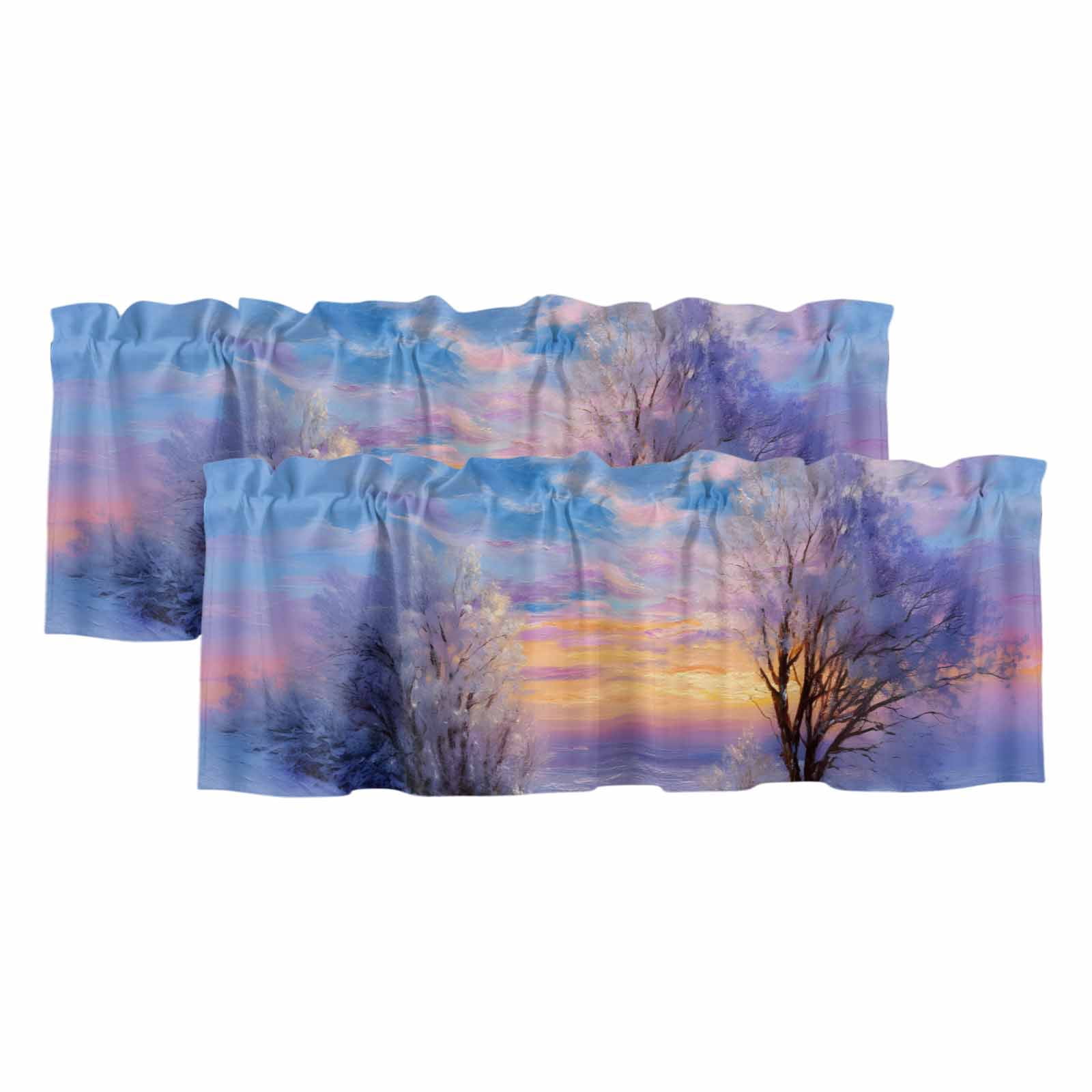 2 Pack Valances for Windows, Winter Landscapes Window Valances for ...