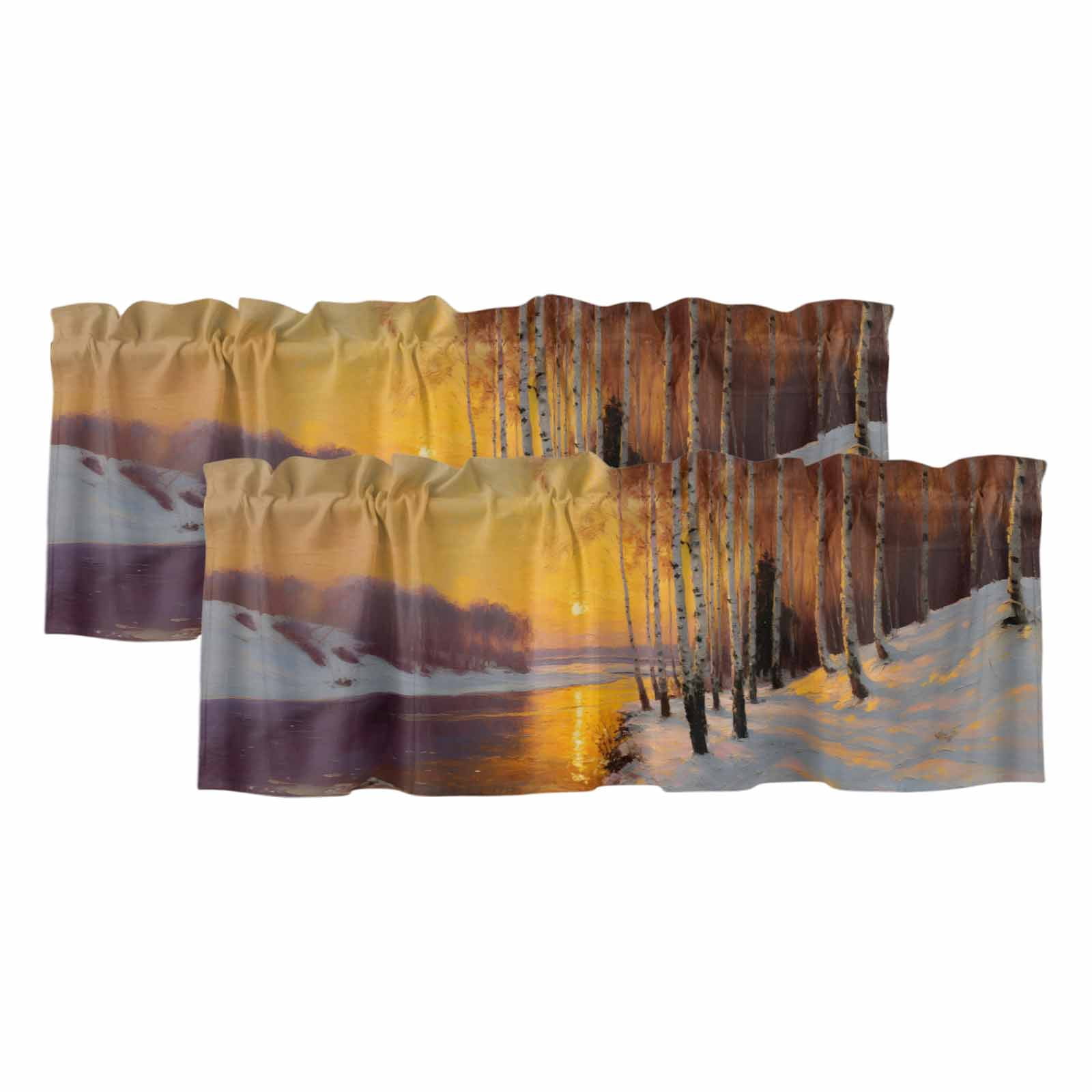 2 Pack Valances for Windows, Winter Sunset Window Valances for Living ...