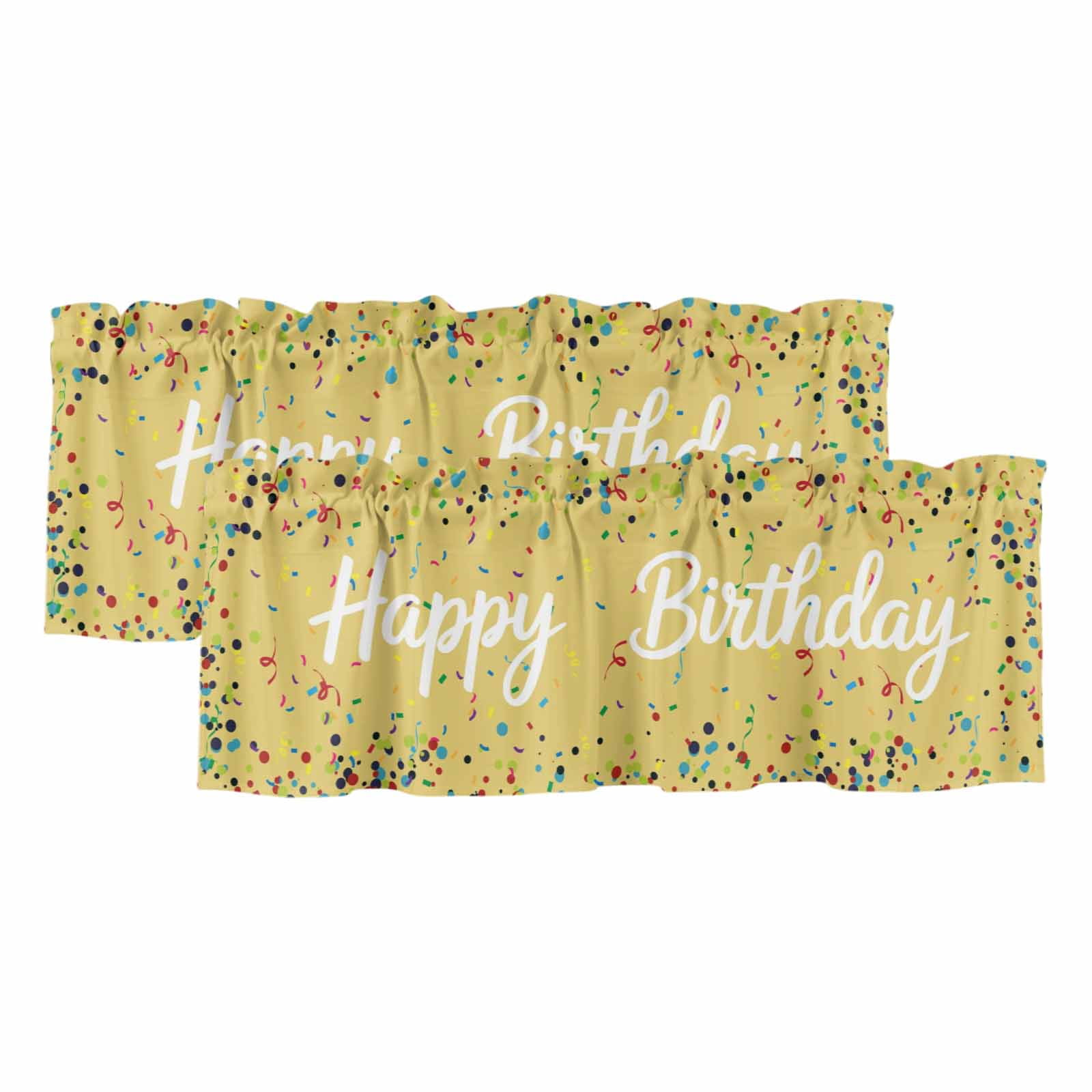 2 Pack Valances for Windows, Yellow Birthday Window Valances for Living ...