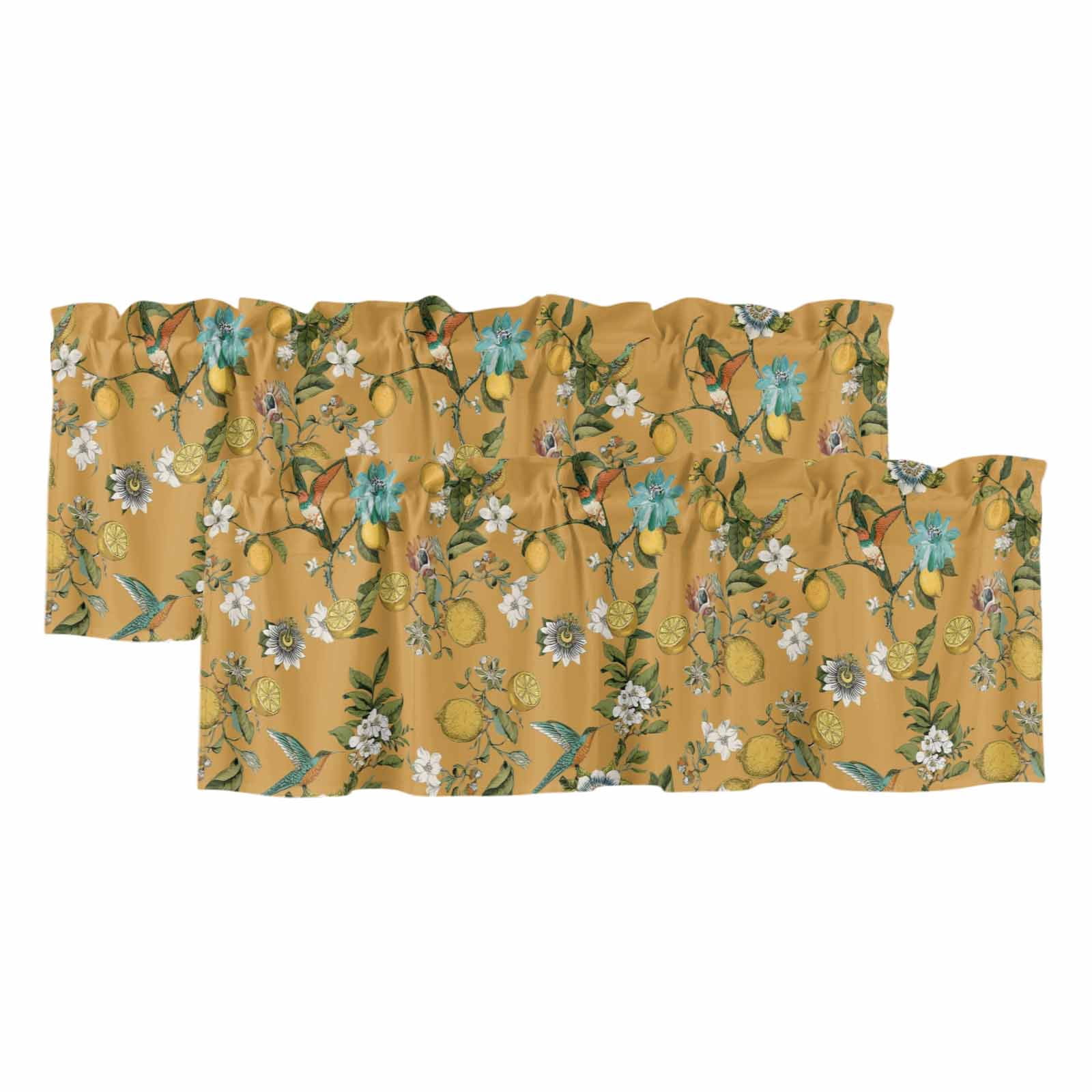 2 Pack Valances for Windows, Yellow Botanical Window Valances for ...