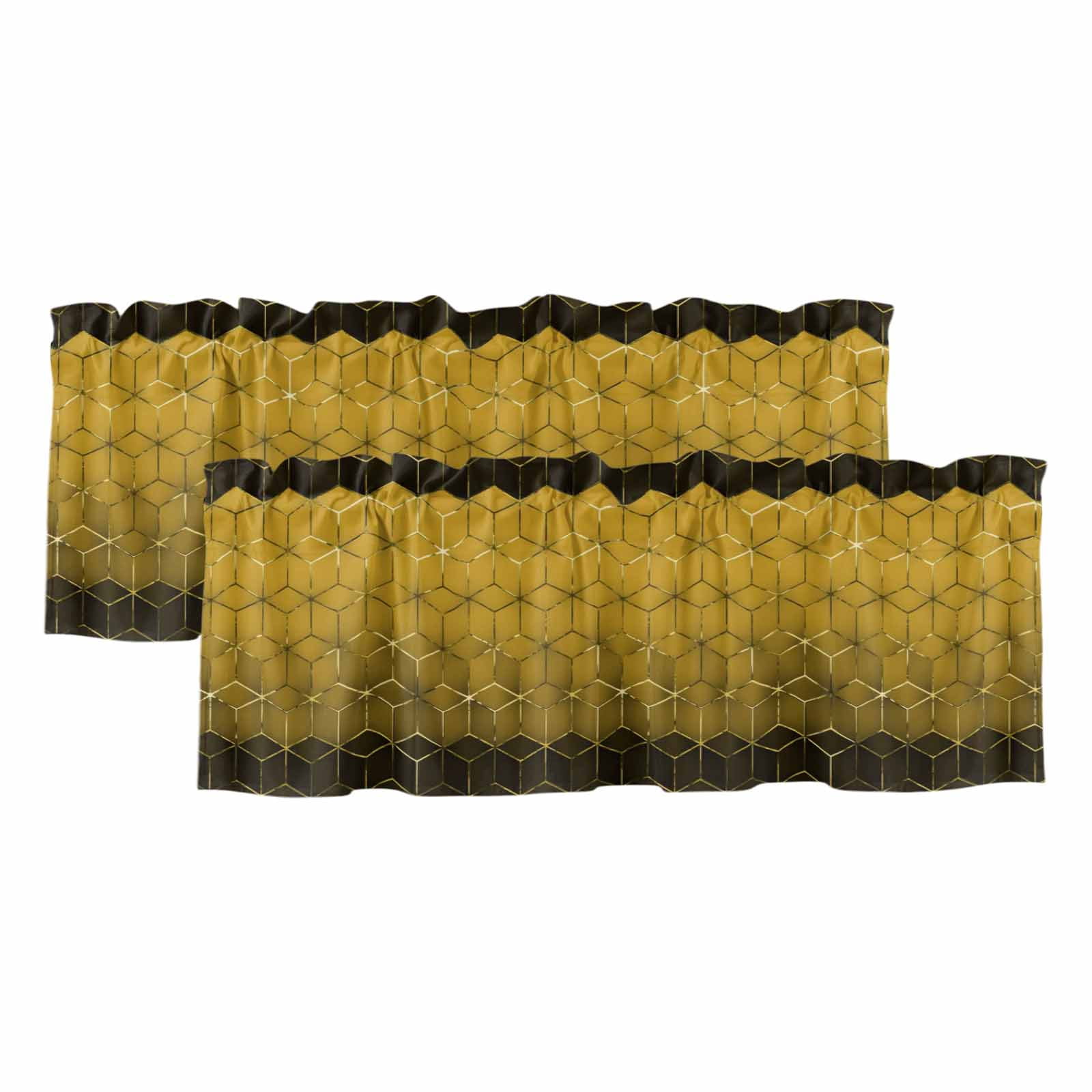 2 Pack Valances for Windows, Yellow Geometric Window Valances for ...