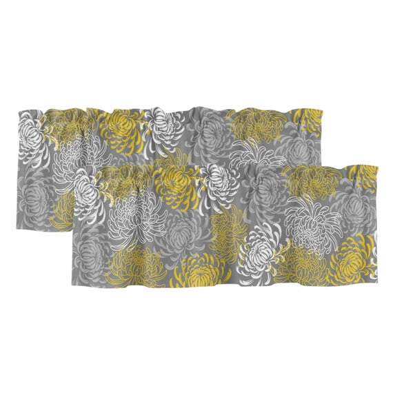 2 Pack Valances for Windows, Yellow Gray Floral Window Valances for ...