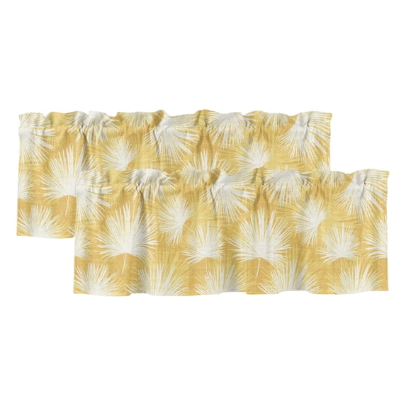 2 Pack Valances for Windows, Yellow Palm Leaves Coastal Window Valances ...