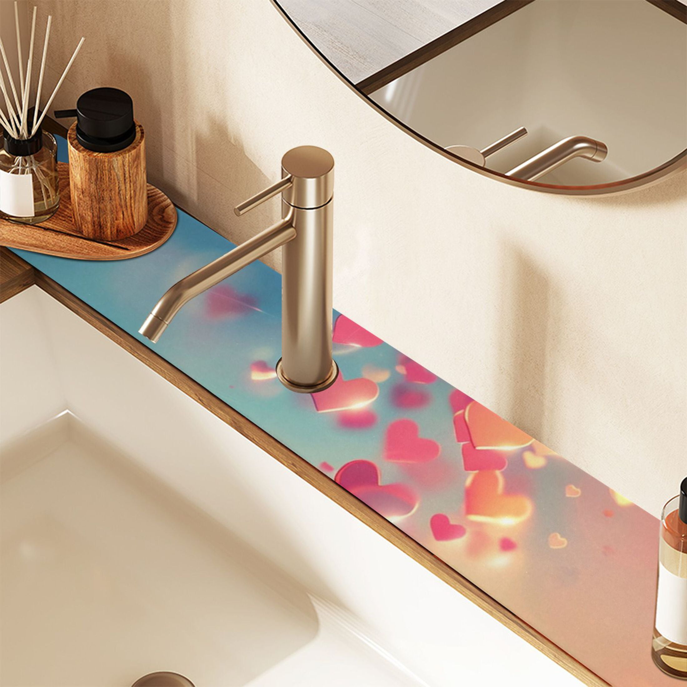 2 Pack Valentine's Day Flying Hearts Faucet Mat for Kitchen Sink 30 ...