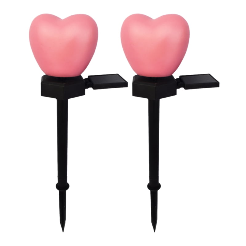 2 Pack Valentine's Day Solar Stake Lights Red Heart Waterproof Lights ...