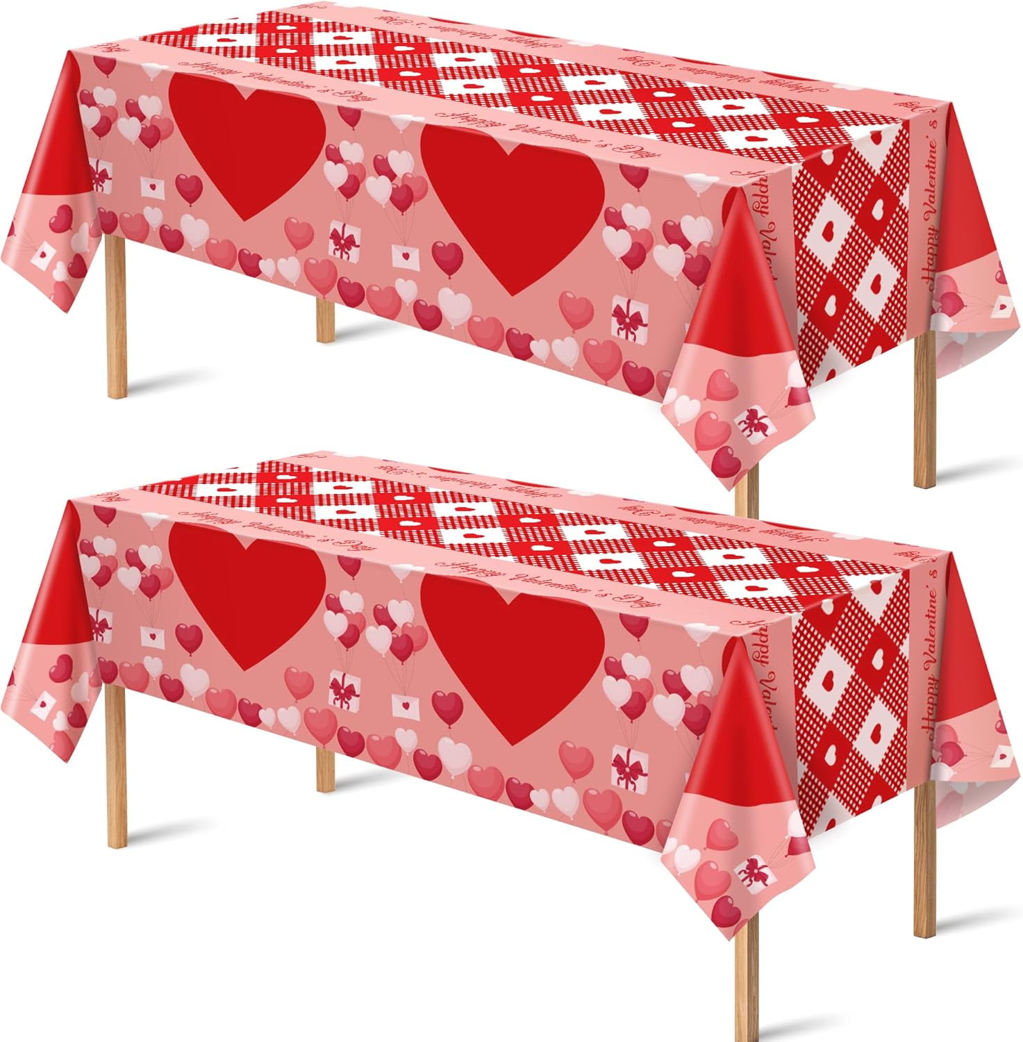 2 Pack Valentines Day Decorations - Decor Disposable Plastic Tablecloth ...