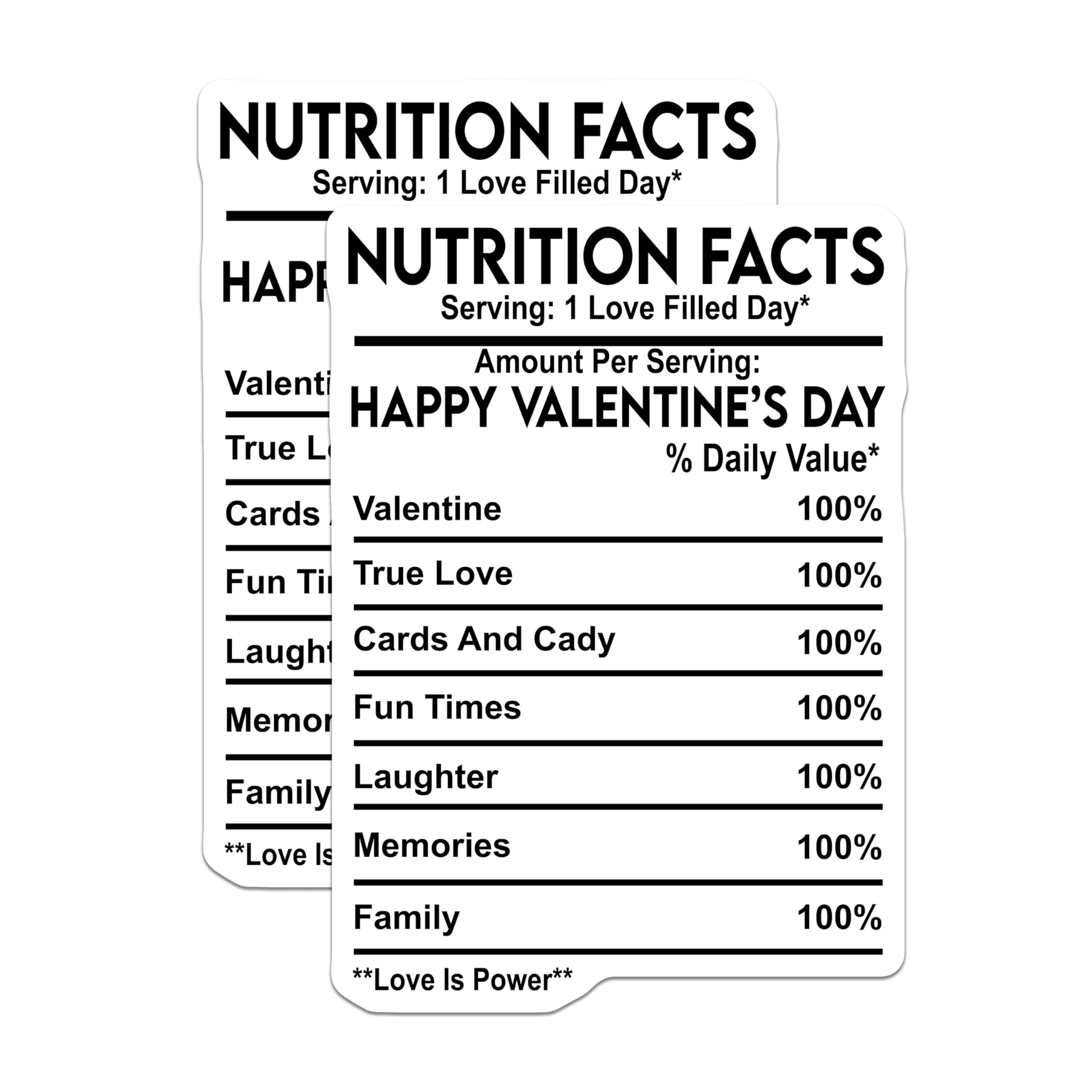 (2 Pack) Valentines Day Stickers - Love Filled Day - Nutrition Facts ...