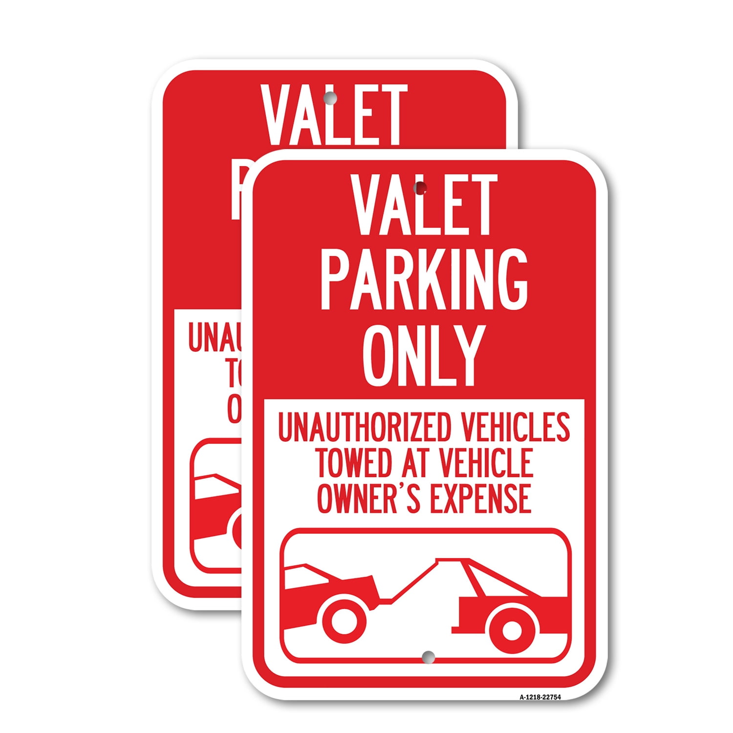(2 Pack) Valet Parking Only Unauthorized Vehicles Towed at Owner ...