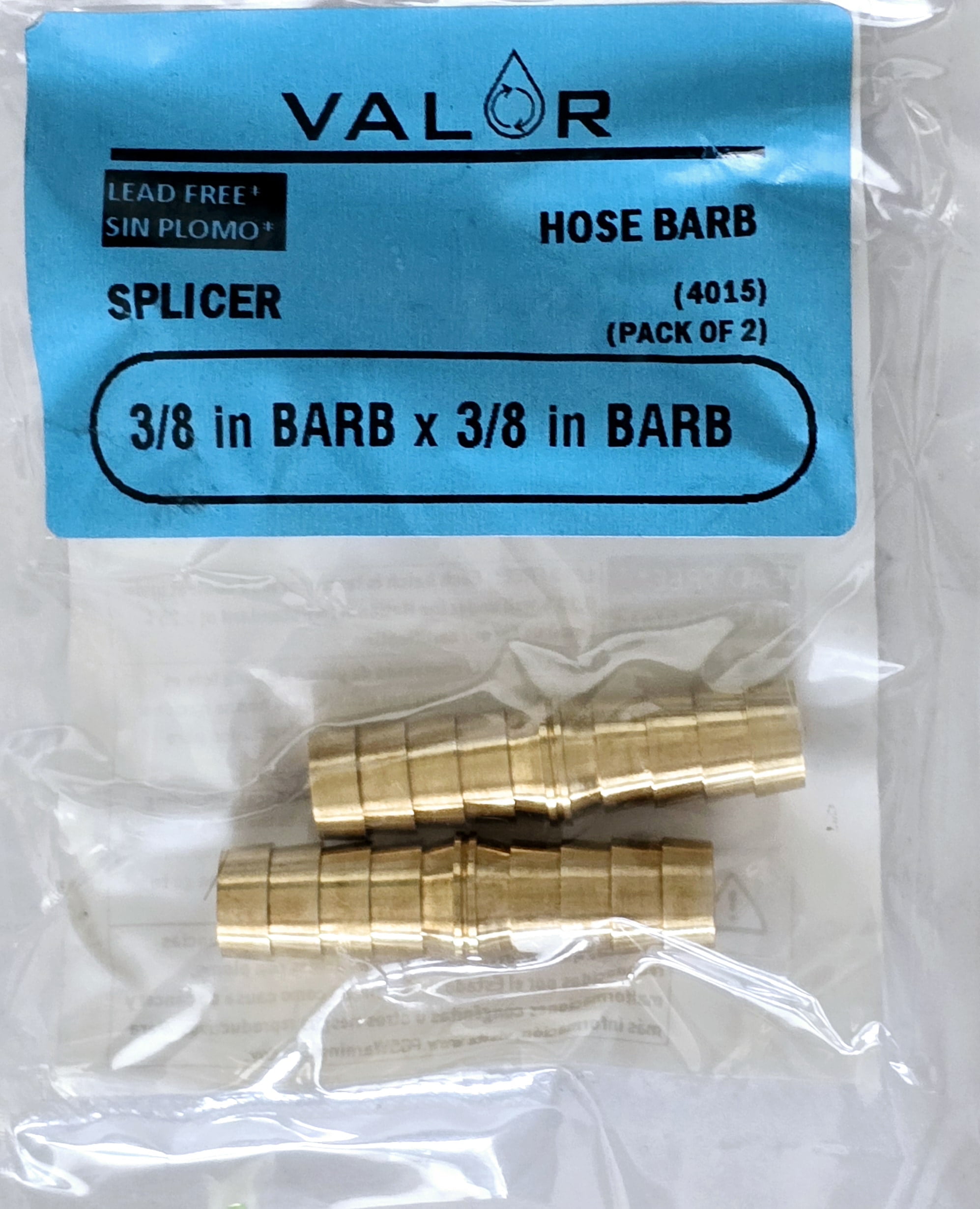 2 Pack- Valor 4015-2B Brass 3/8" X 3/8" Hose Barb Splicer Mender ...