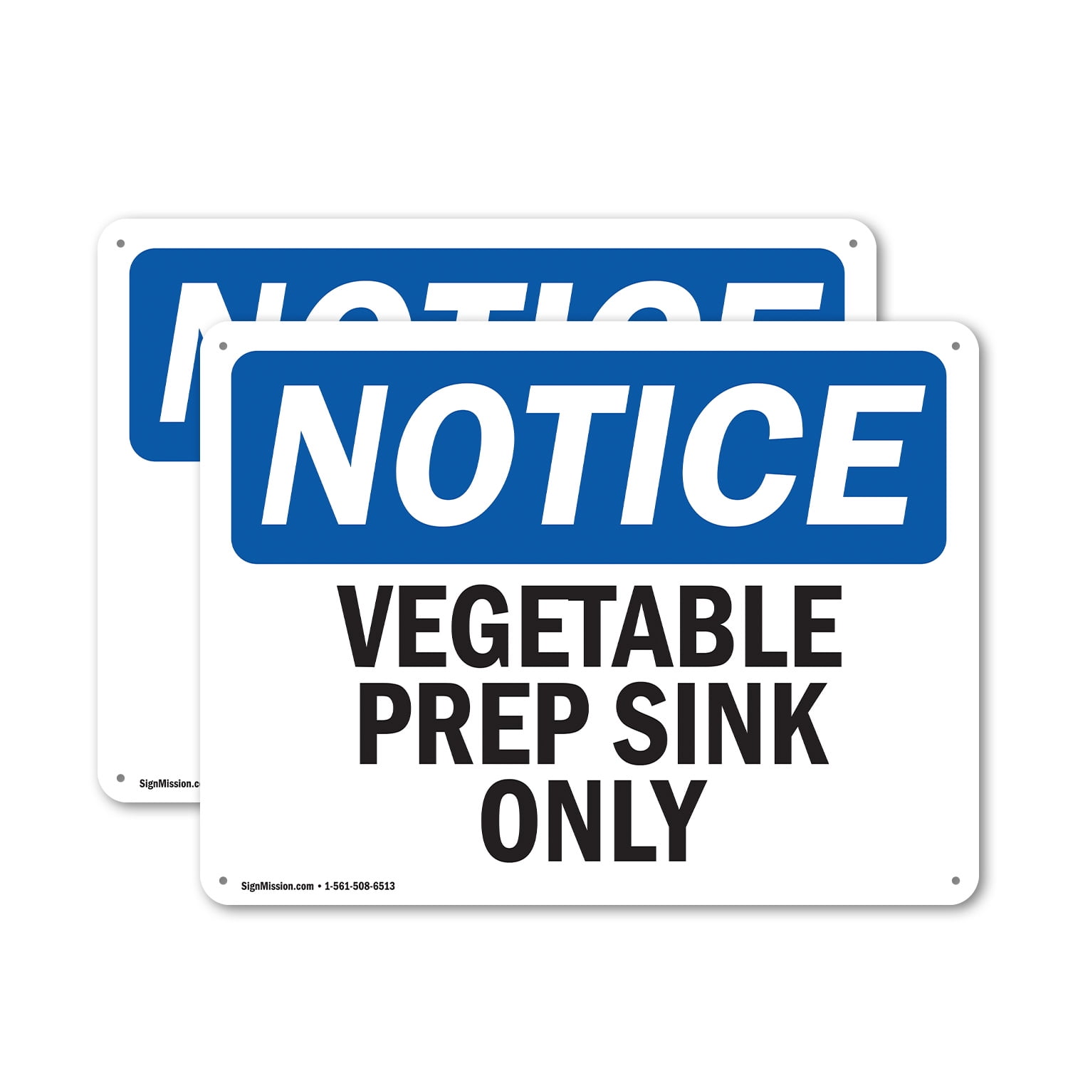 (2 Pack) Vegetable Prep Sink Only OSHA Notice Sign 10 Inch X 7 Inch ...