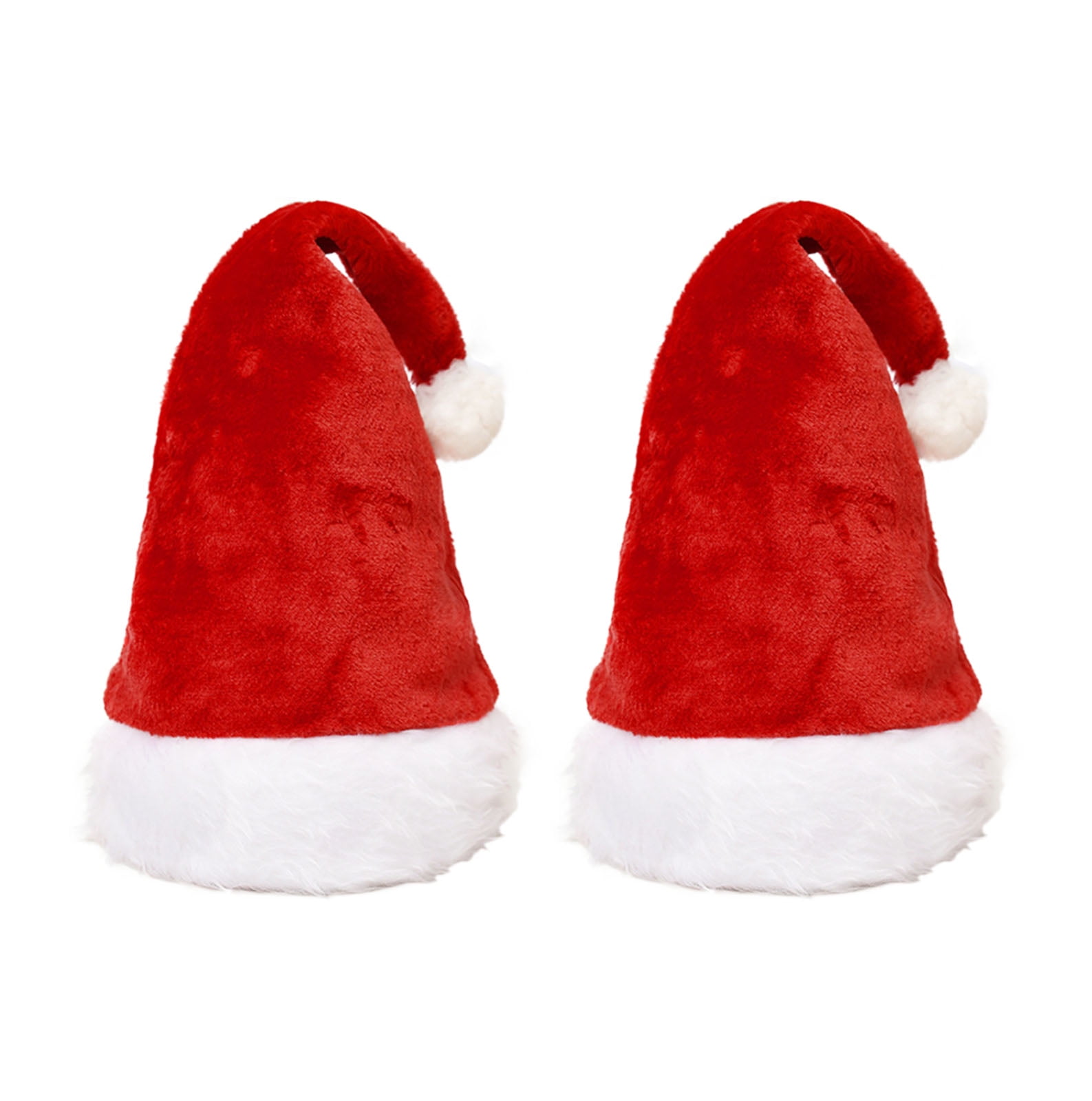 2-Pack Velvet Christmas Santa Hat Set Classic Holiday Party Headwear ...