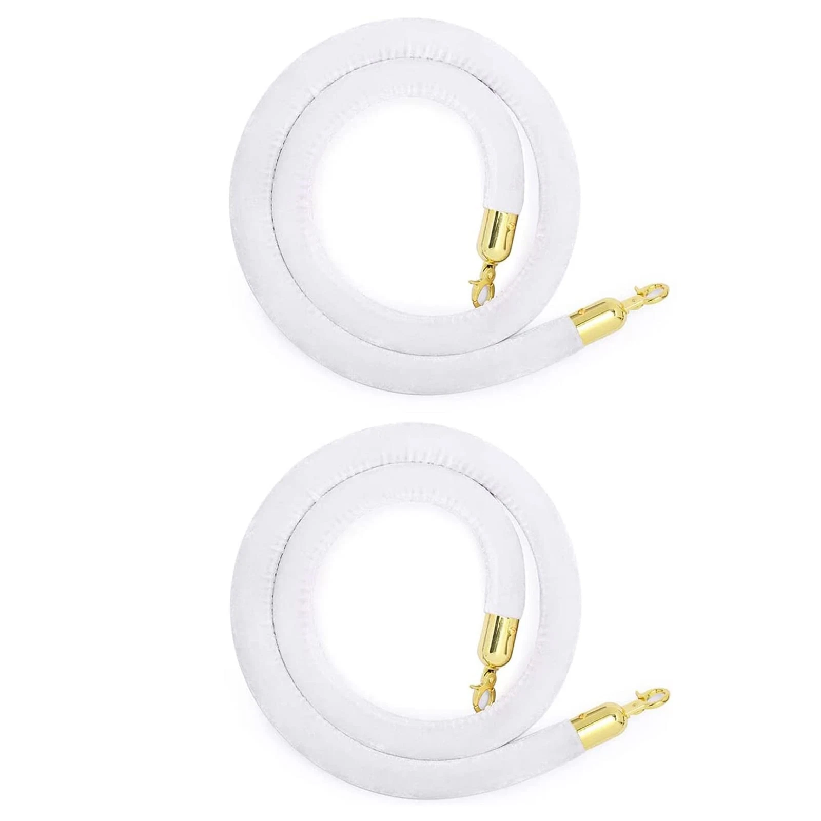2 Pack Velvet Stanchion Rope White 5 Ft Crowd Control Ropes Barrier ...