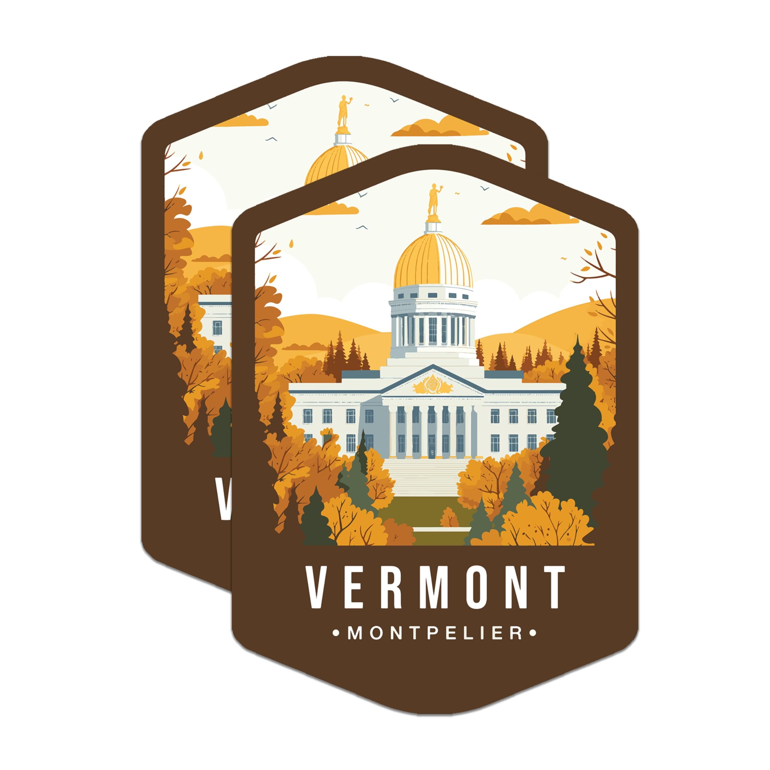 (2 Pack) Vermont State and Capitol Stickers - VT State Sticker - Choose ...