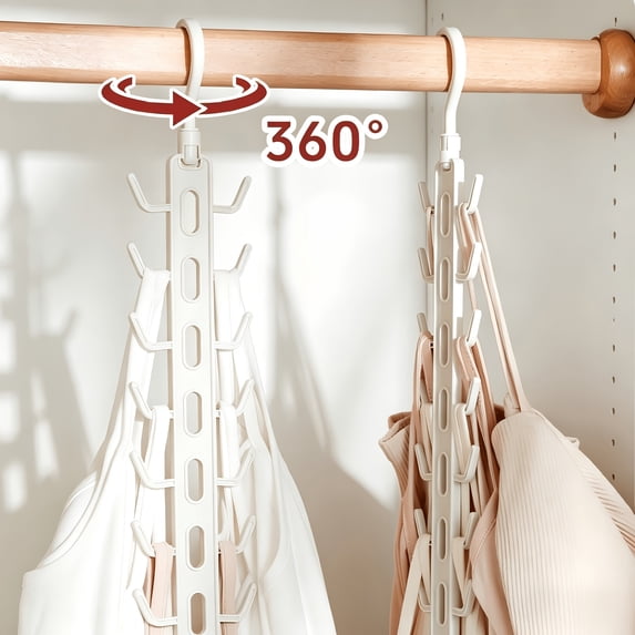 2-Pack Vertical Clothes Hanger with 16 Hooks for Hanging Straps, Hats ...