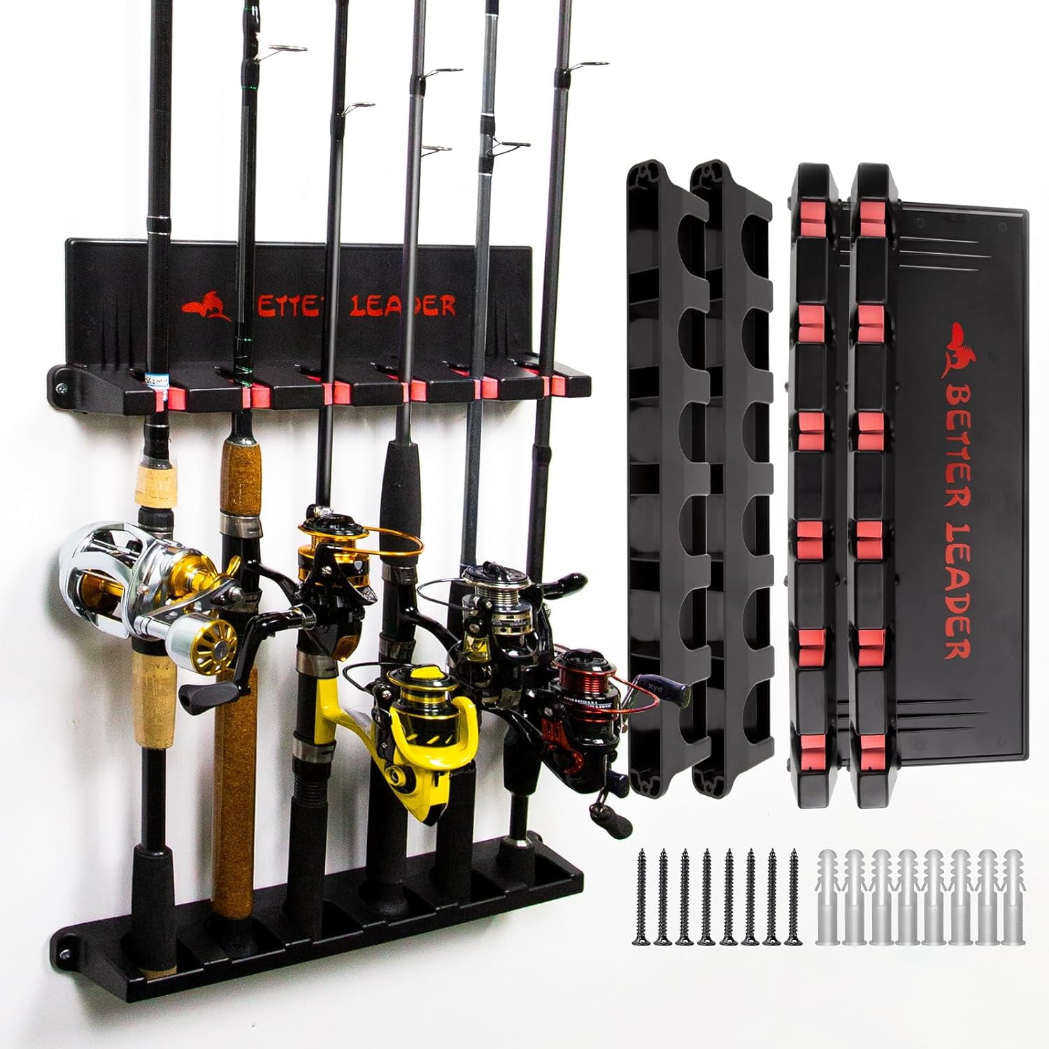 2 Pack Vertical Fishing Rod Holder for Garage, BETTER LEADER Fishing ...