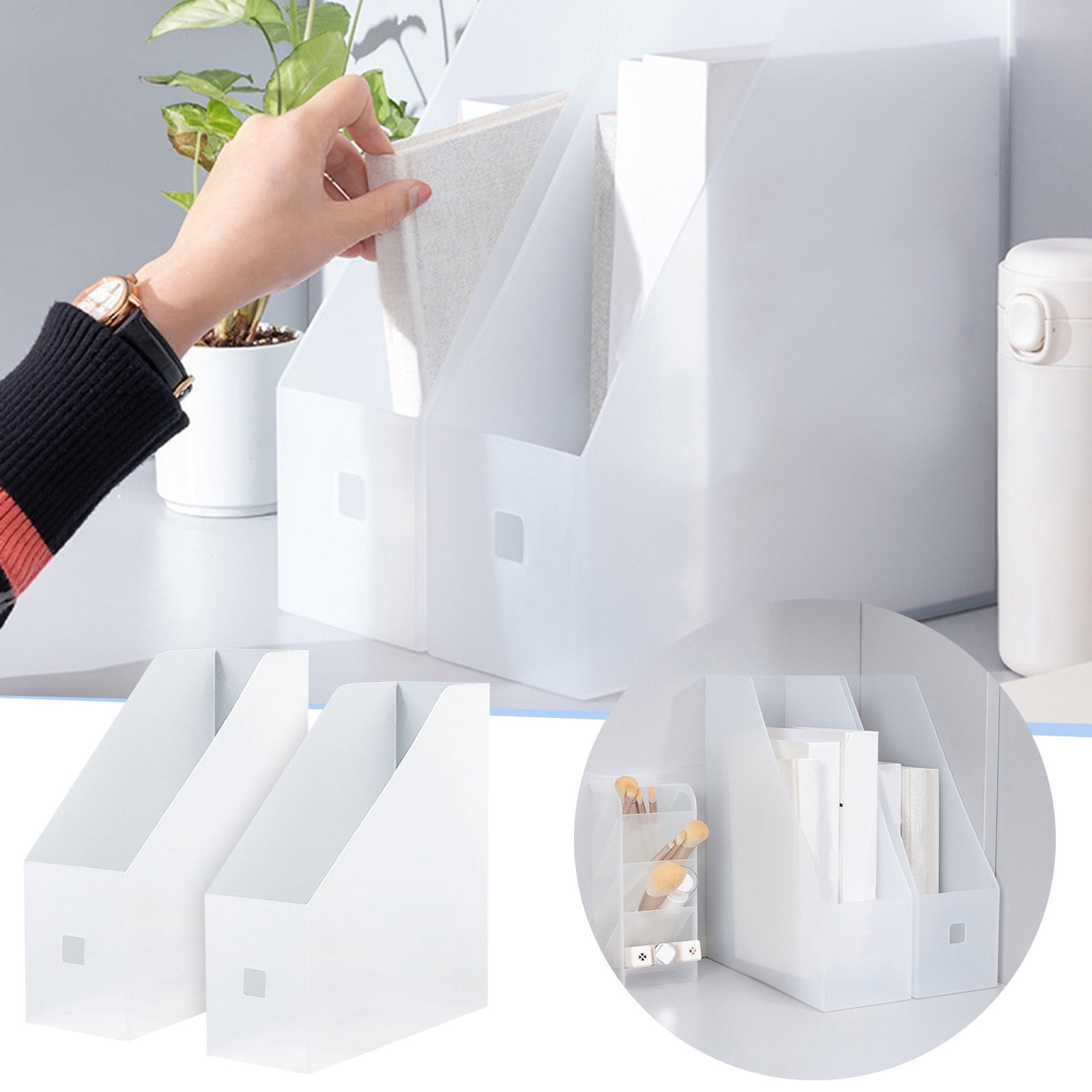 2 Pack Vertical Magazine File Holder White Desk Organizer Storage Bins ...
