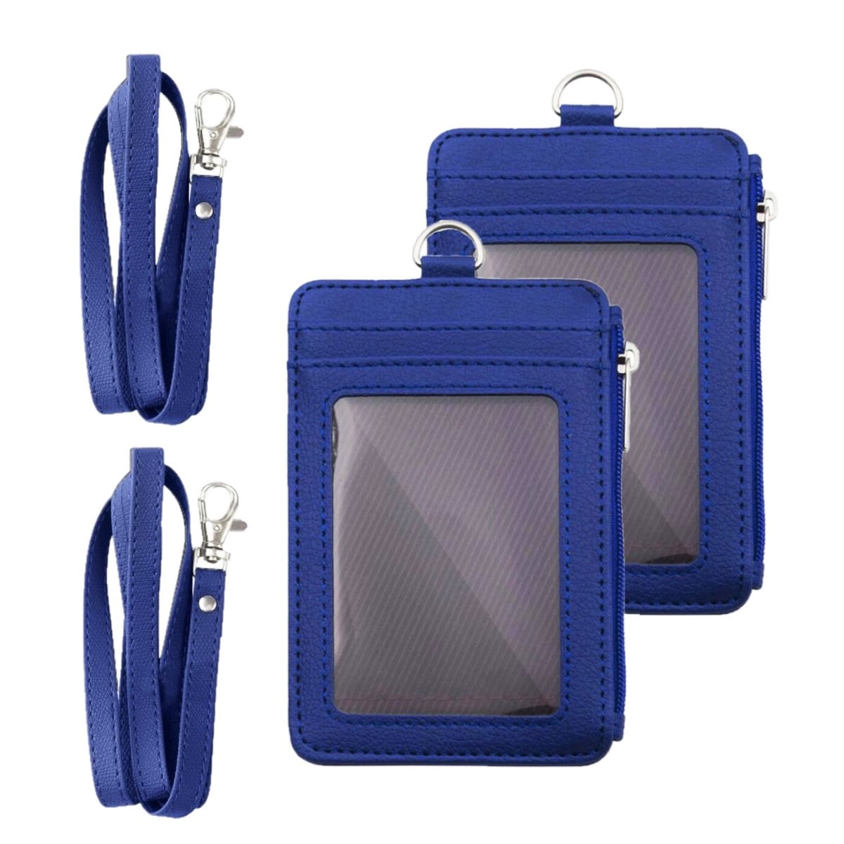 2 Pack Vertical PU Leather Badge Holder with Zip and Detachable Neck ...