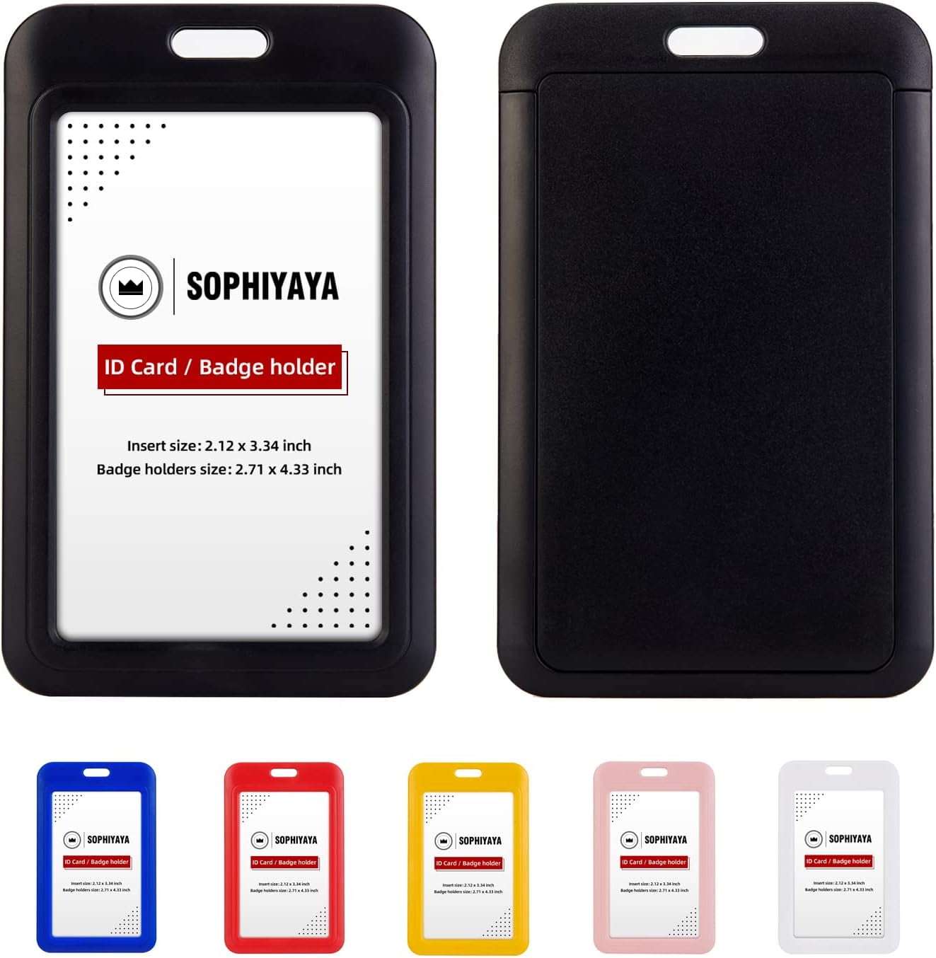 2 Pack Vertical Sliding Hard Plastic Badge Holder – Secures Work ID ...