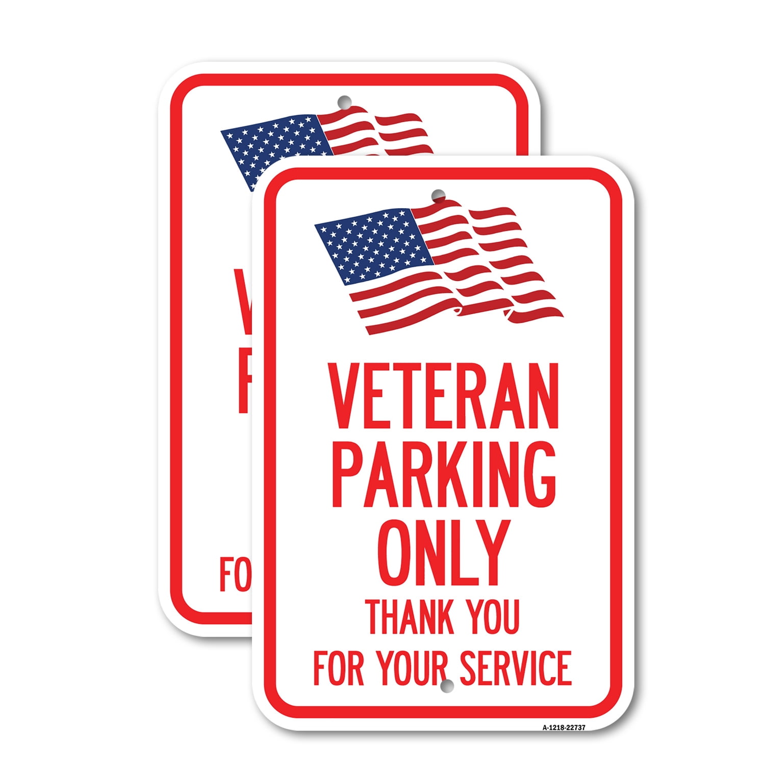 (2 Pack) Veteran Parking Only Thank You for Your Service | 12" X 18 ...