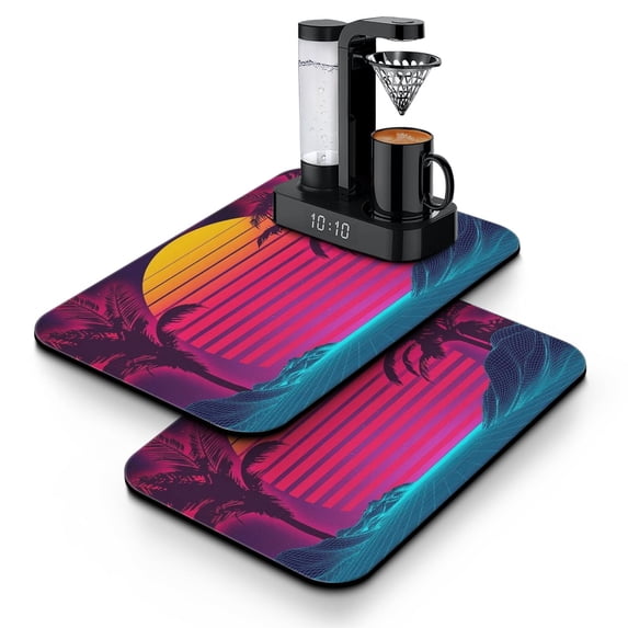 2 Pack Vibrant Hawaiian Sunset Beach Coffee Mats - Multi-Functional ...