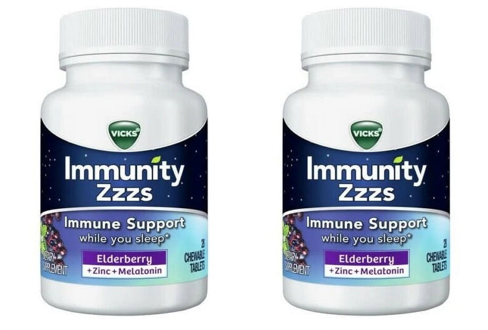 (2 Pack) Vicks Immunity Zzzs Immune Support, each 56 Chewable Tablets ...