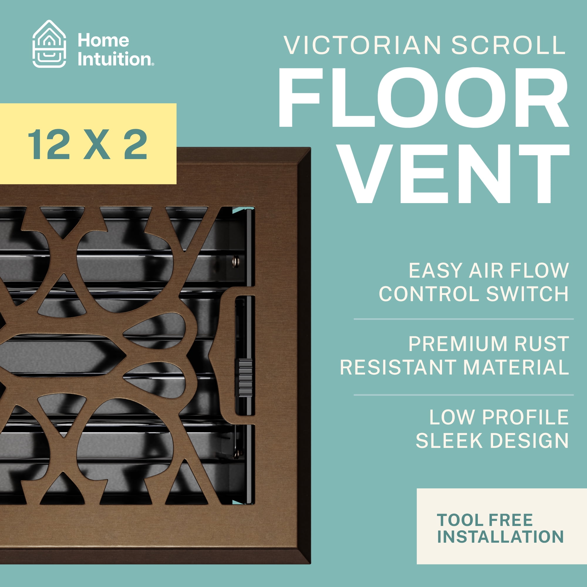 2-Pack Victorian 2" X 12" Floor Vent Cover Register With Mesh Net ...
