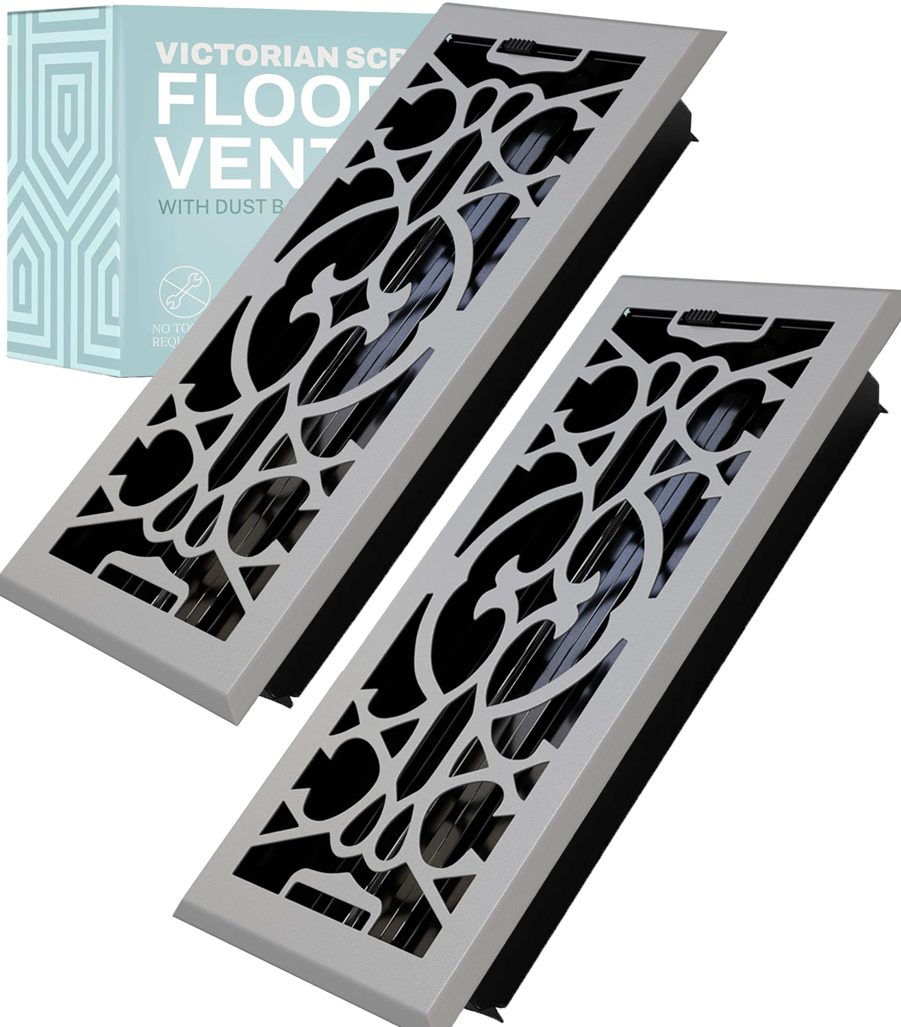 2-Pack Victorian 2" X 14" Floor Vent Cover Register With Mesh Net ...