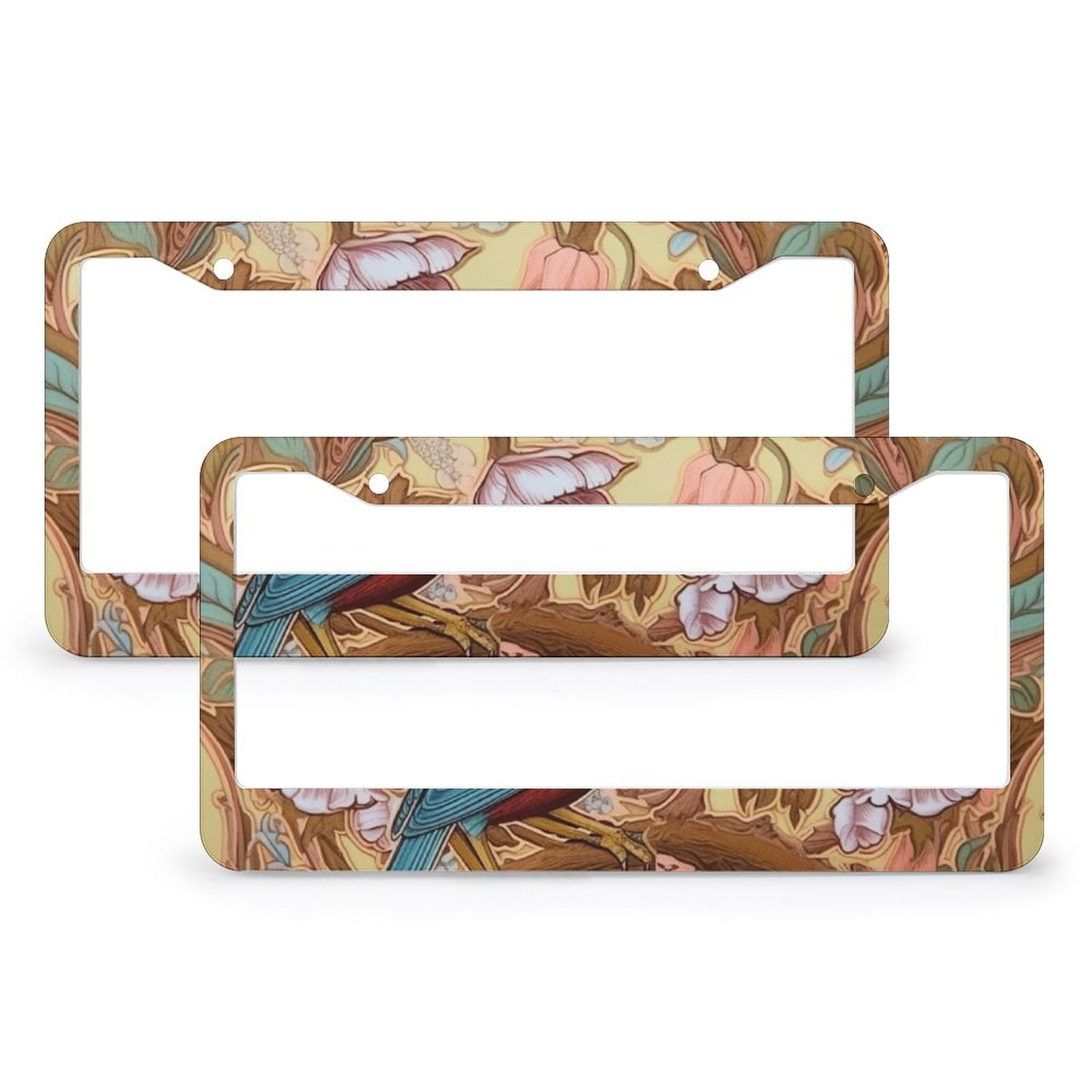 2 Pack Victorian Style Birds And Flowers License Plate Cover Vintage ...