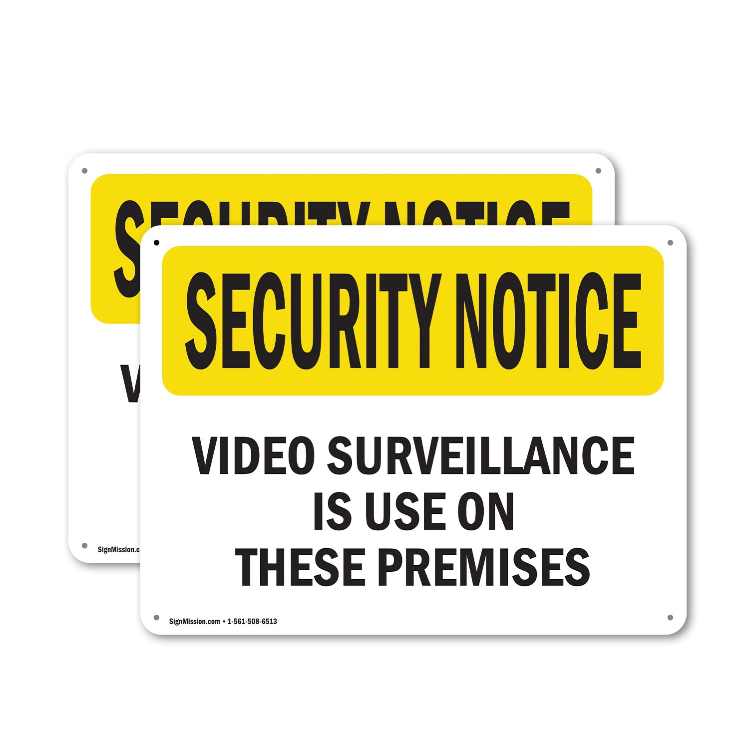 (2 Pack) Video Surveillance On Premises OSHA Security Notice Sign 18 ...