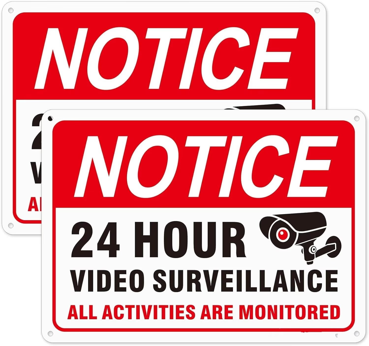 2 Pack Video Surveillance Sign, All Activities Are Monitored, Security ...
