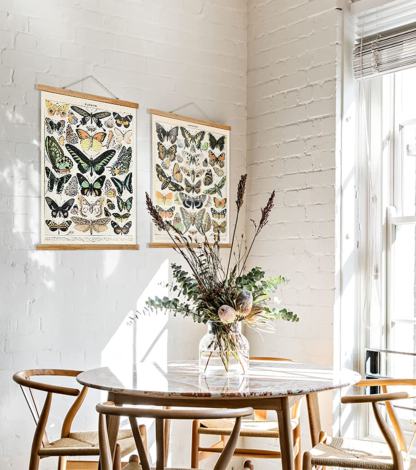 2 Pack Vintage Butterflies Poster, Rustic Room Aesthetic, Retro Wall ...