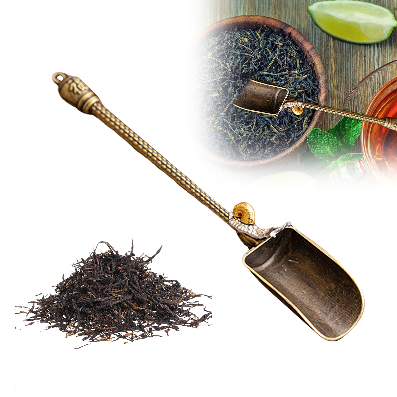 2 Pack Vintage Copper Tea Scoops - Long Handle Loose Leaf Tea Measuring ...