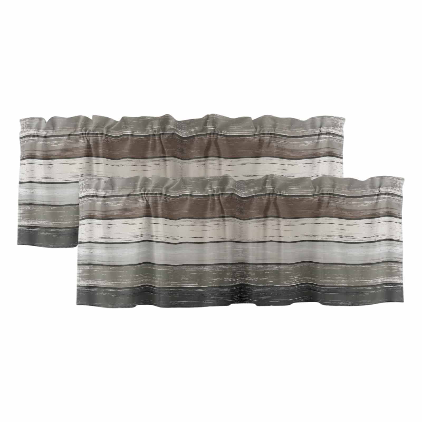 2 Pack Vintage Dark Grey Stripe Valance for Window Peeling Paint Effect ...