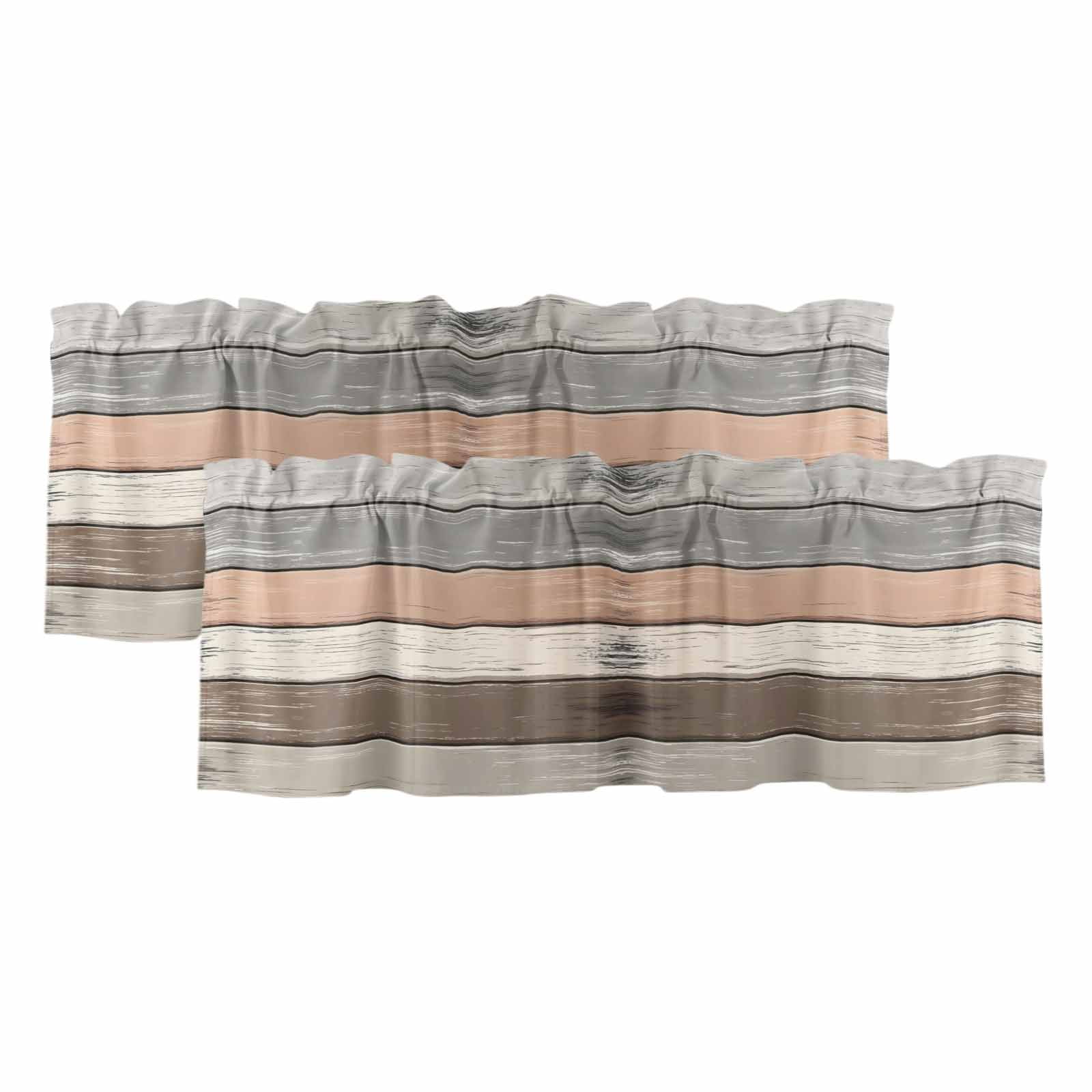 2 Pack Vintage Dark Grey Stripes Valance for Window Peeling Paint ...