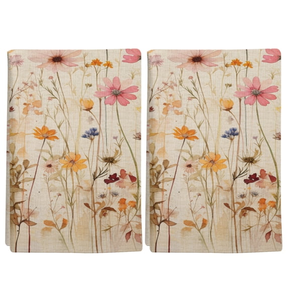 2 Pack Vintage Flowers Kitchen Towels Watercolor Floral Plant Leaves ...
