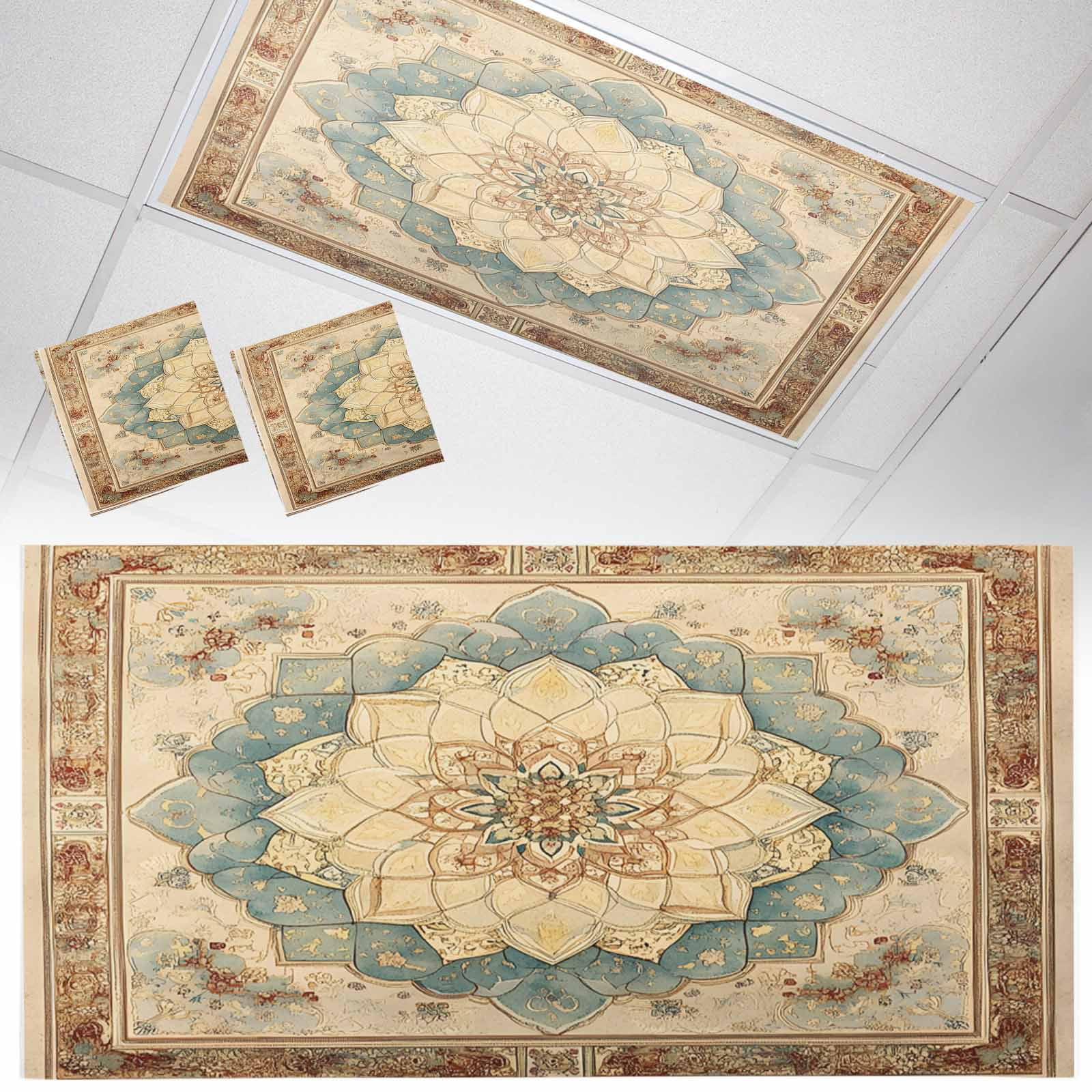 2 Pack Vintage Flowers Pattern Fluorescent Light Covers for Ceiling ...