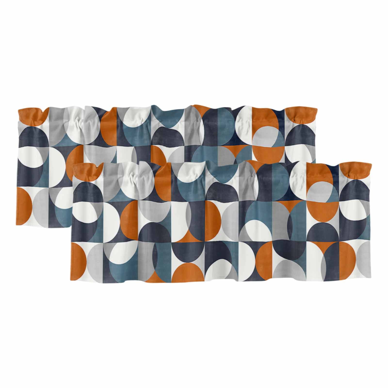 2 Pack Vintage Mid-Century Valance for Window Modern Abstract Geometric ...